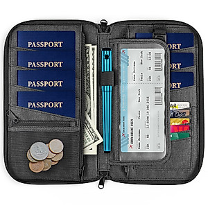 ZOPPEN Passport Holder Family Travel Wallet Passport Holder Women/Men, Rfid Passport Wallet Travel Document Organizer, Passport and doument Holder for Travel, Black