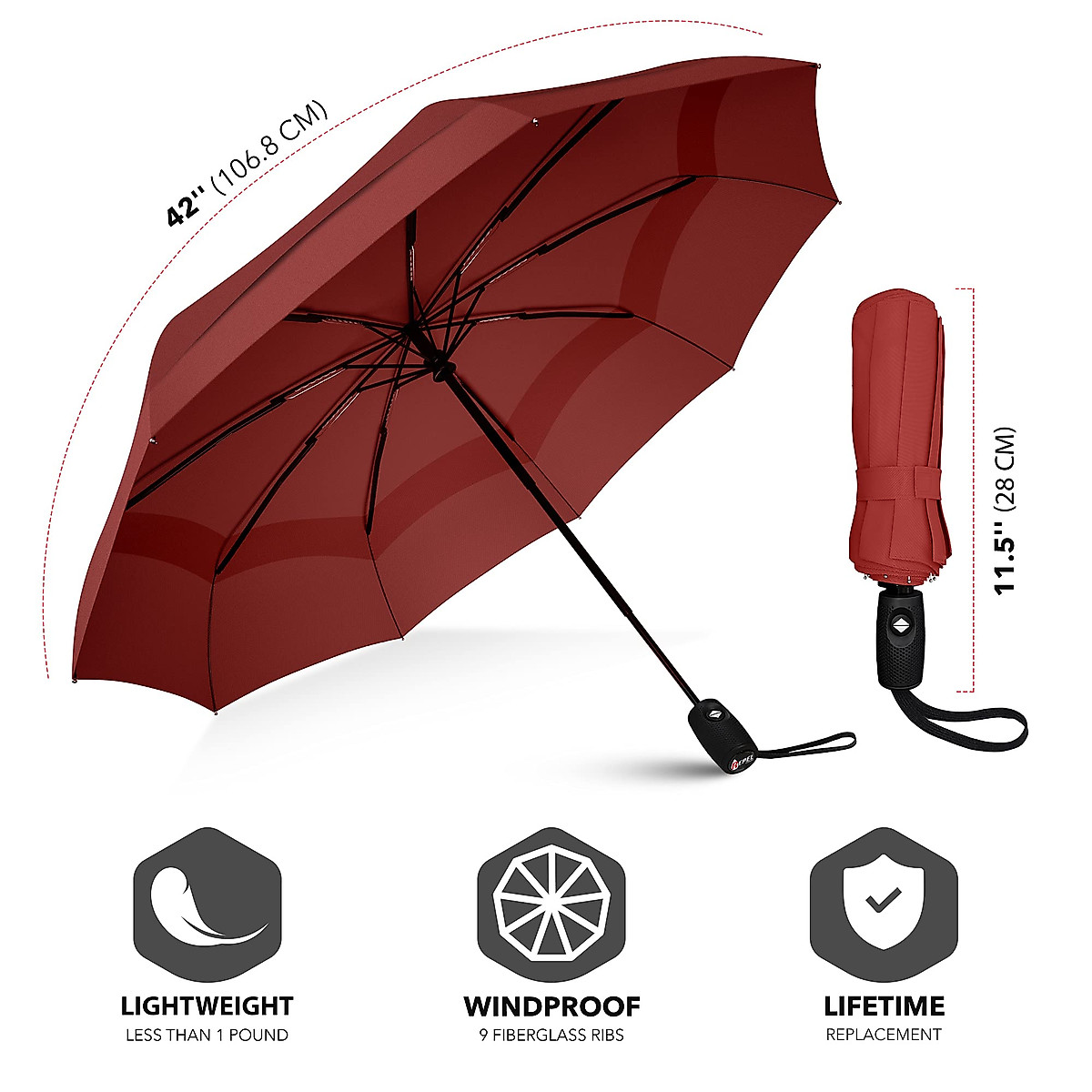 Repel Umbrella The Original Portable Travel Umbrella - Umbrellas for Rain Windproof, Strong Compact Umbrella for Wind and Rain - Perfect For On-the-Go, Car Umbrella, Backpack Umbrella