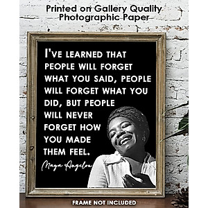 Inspirational Wall Art Poster "People Will Forget…", Maya Angelou 8x10 Black, Motivational Wall Art & Positive Affirmations Wall Decor for Bedroom, Teen Girl, Boy & Office Decor for Men, Women