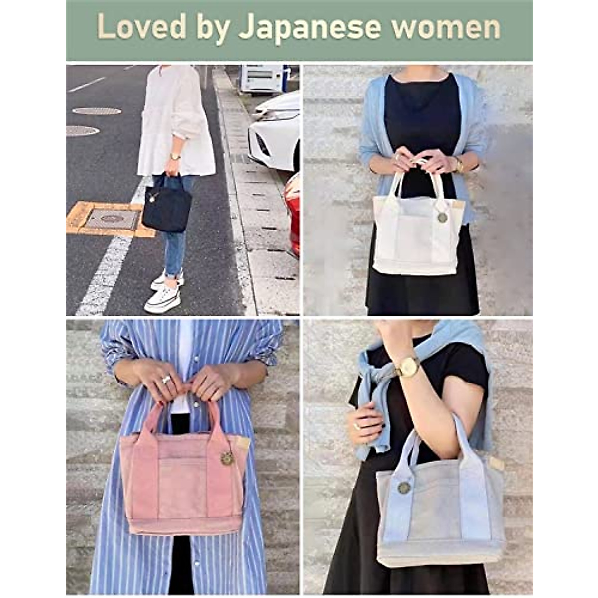 Duirubeo 2023 New Large Capacity Multi-Pocket Handbag Women's Canvas Tote Purses Crossbody Bag Vintage Tote Bags for School College (C - Black)