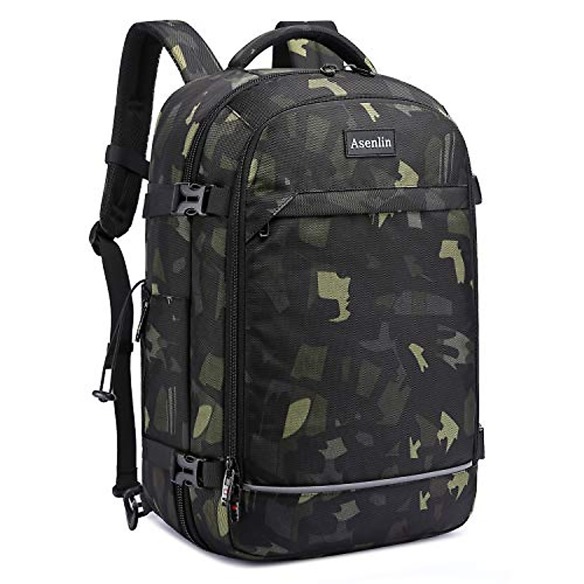 Asenlin 18 Inch Travel Laptop Backpack for Women Men，Business Travel Backpack Fit Flight Approved Water Resistant Computer Backpack Suitcase Backpack Woodland CAMO