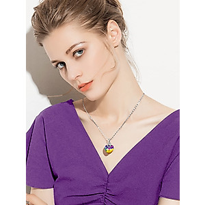 PLATO H 3 Heart Rainbow Crystal Necklace for Women Anniversary Day Gifts for her Pendant Crystal Jewelry Necklace for Girl Wedding Gifts for Mother's Day Valentine’s Day Birthday