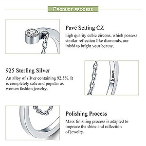 Minimalist Sterling Silver Stackable Rings Statement Ring Finger Band Adjustable CZ Chain Eternity Engagement Wedding Band Ring for Women Girls