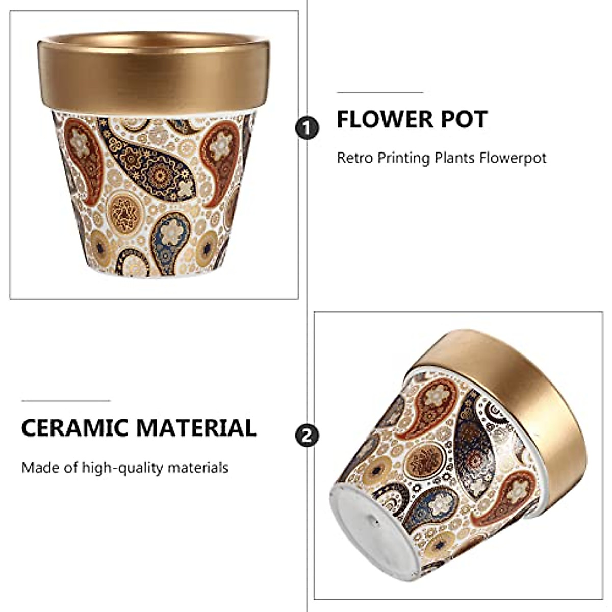 Happyyami Vintage Decor Vintage Ceramic Succulents Planter Flower Pot Pen Pencil Cup Brush Holder Desk Organizer Mini Candy Bowl Ashtray Bonsai Container for Home Garden Office Decor