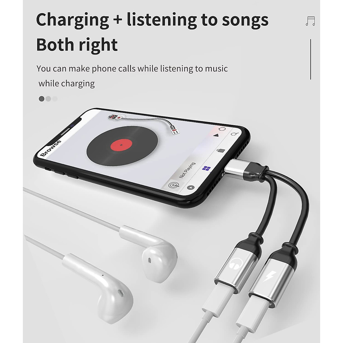 HOYULLI Headphone Adapter Lightning to Audio Jack and Charger Music Extender Earphone Headset Charging Splitter Compatible for MFI Certified 13 11 12 Mini Pro Max Xs Xr X 7 8plus Ipad Air Converter