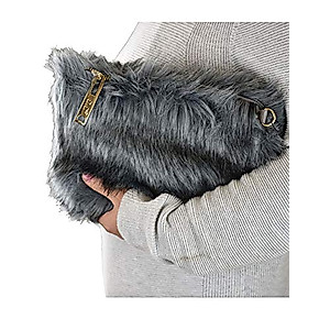 C.C Women's Evening Faux Fur Fuzzy Crossbody Shoulder Bag Clutch Purse, Furry Dark Gray