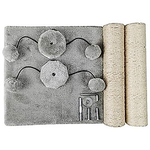 Dimaka 29'' Cat Scratching Post, Natural Sisal Rope Scratch Post with 4 Teasing Toy Balls for Large Cats (Grey)