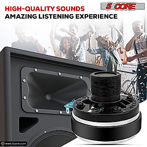 5 CORE Horn Speaker Tweeter Compression Driver Phenolic Diaphragm 1" Inch VC 8 Ohm 200W PMPO Screw On Throat Twist Tweeters High Frequency Car Pro Audio 5C-D26
