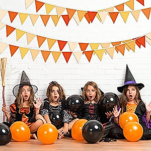 11M/36FT Orange Fall Party Banner Decor Fabric Triangle Pennant Flag Autumn Halloween Thanksgiving Bunting Garland Streamer Orange Cloth Outdoor Garden Hanging Banner