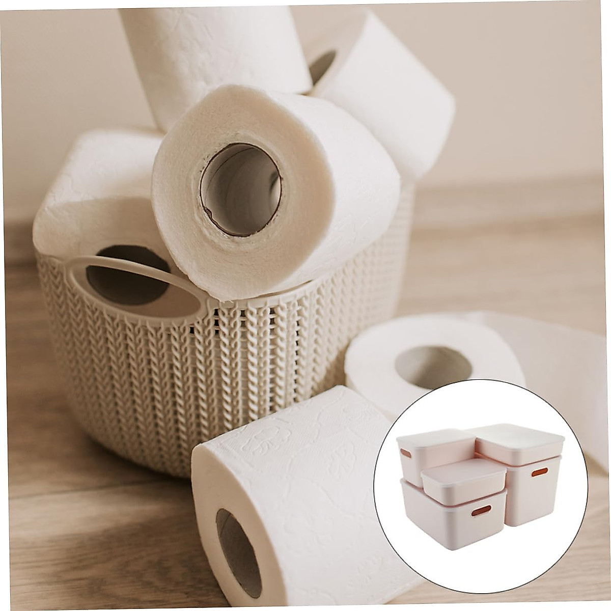 DOITOOL 5 Pcs Box Storage Box Glove Box Storage Box Plastic Storage Box Clothes Storage Bins Plastic Boxes with Lids Desk Organizer Basket Cosmetic Storage Plastic Storage Case Utility Box