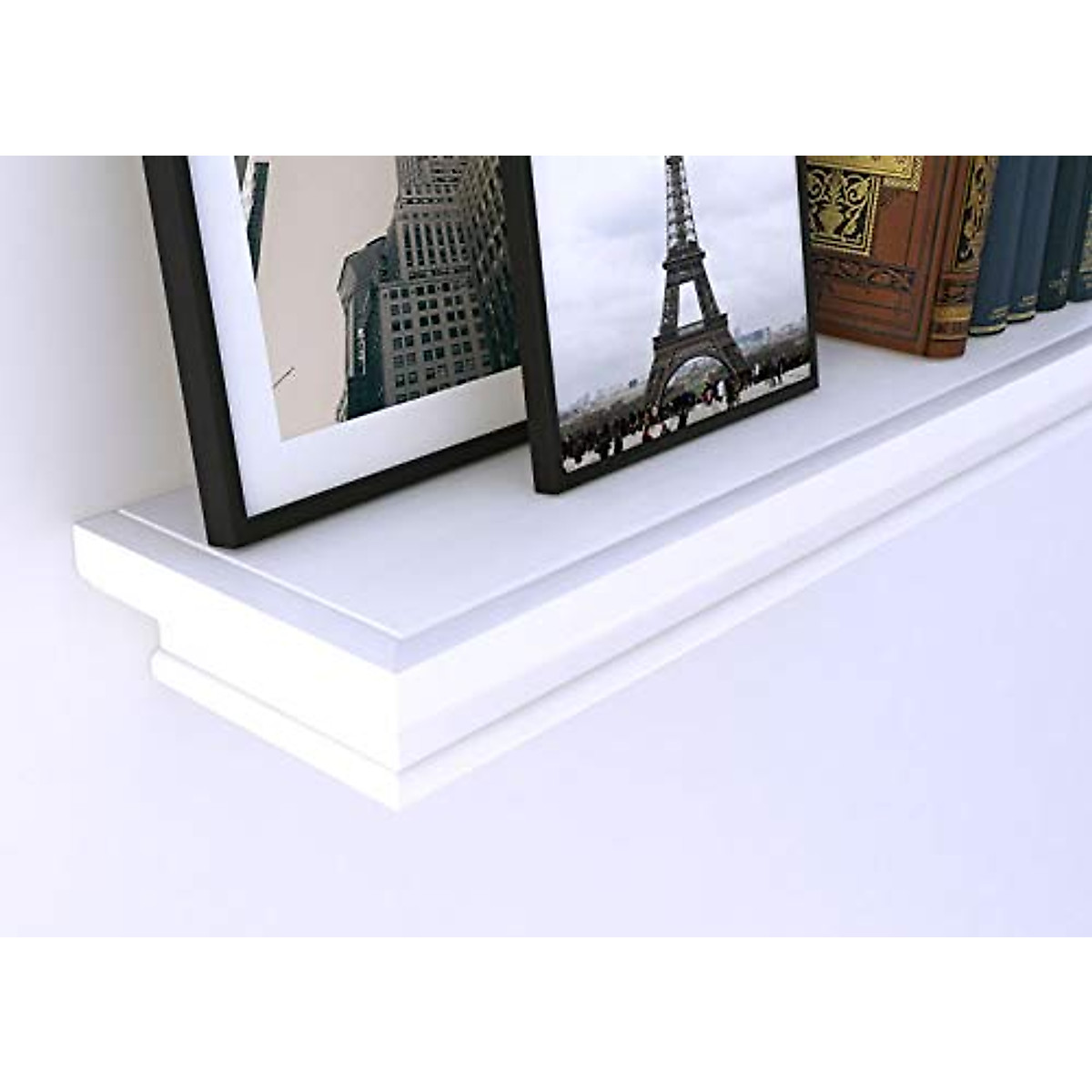 brightmaison BGT Pure Crown Molding Floating Shelves, Wall Decor for Living Room, Picture Ledge & Plant Shelf, Wall Shelf Set of 2, White