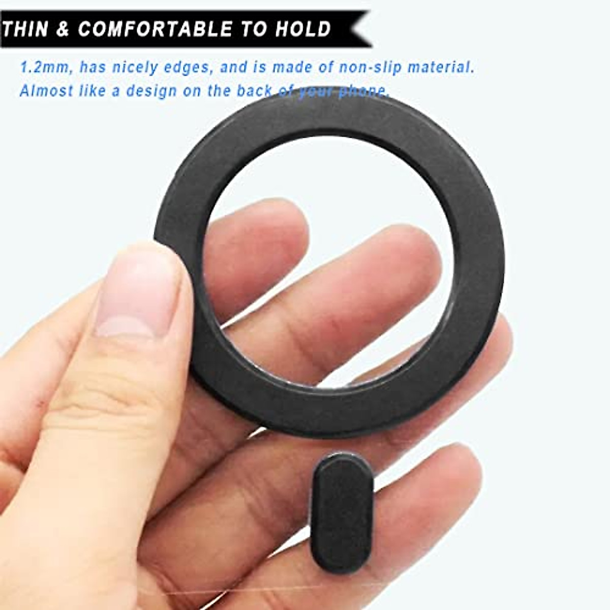 2 Pack Magnetic Adapter Ring, Universal Magnet Sticker Compatible with Magsafe Accessories & Wireless Charging for iPhone 14/13/12/11 Pro Max Mini, Galaxy S22/S21, Black/White