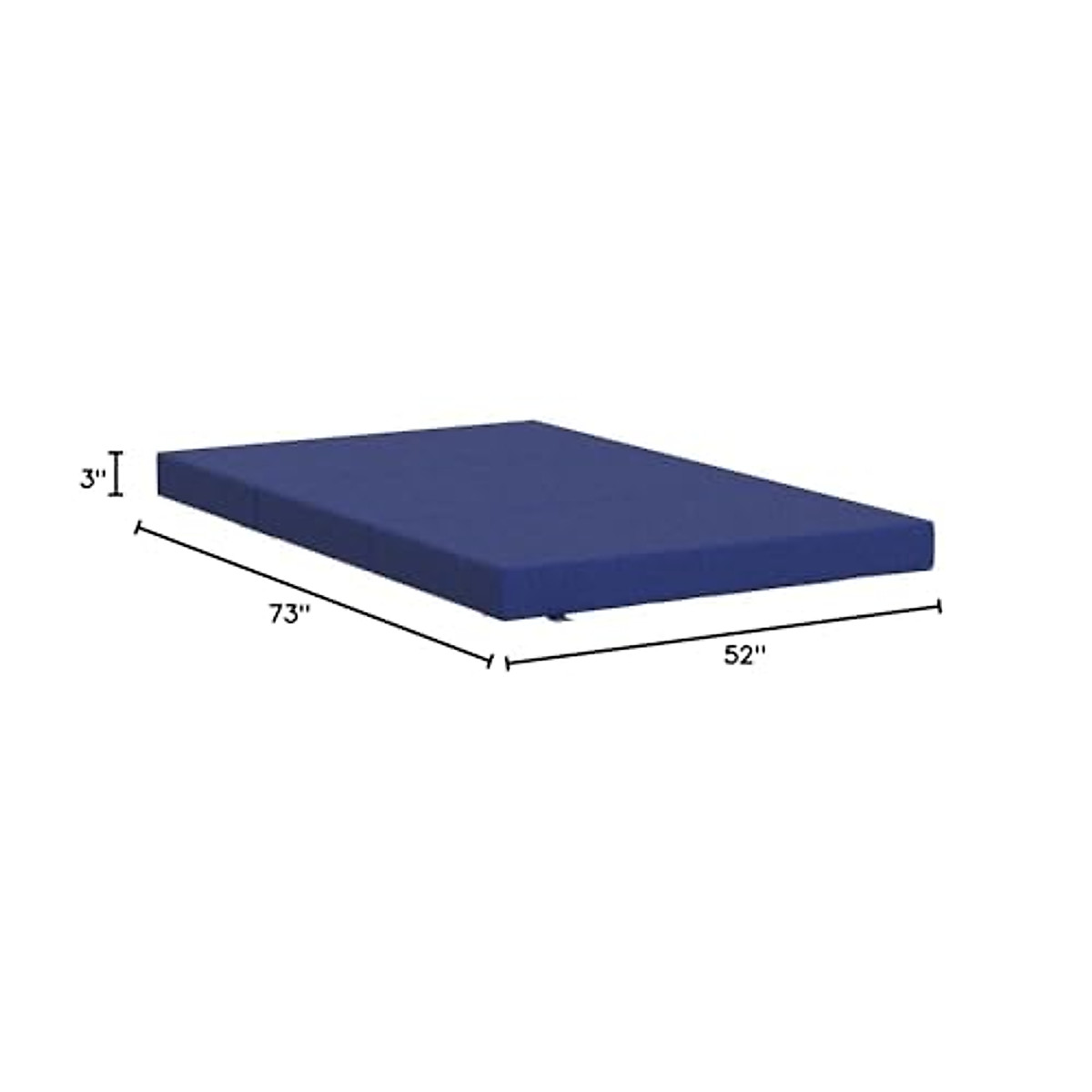 JINGWEI Folding Mattress, Tri-fold Memory Foam Mattres Topper with Washable Cover, 3-Inch, Full Size,Play Mat, Foldable bed, Guest beds, Camp Portable bed, Blue, 52"*73"*3"