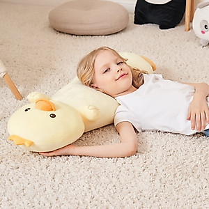 HAIJUNYA 36” Long Duck Plush Body Pillow, Kawaii Cute Yellow Ducks Stuffed Animals, Hugging Squishy Pillow Soft Plushies Toy, Gifts for Girls and Boys Valentines, Christmas, Birthdays