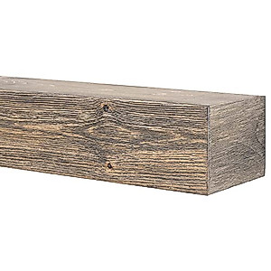 MANTELSDIRECT Vail Rustic Wood Mantel Shelf in Driftwood Finish - 72 Inch Wide x 6 Inch High | Handcrafted and Milled in The USA by Mantels Direct
