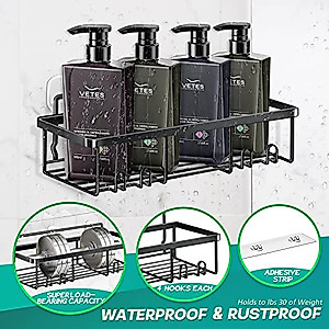 Shower Caddy Bathroom Organizer 3-Pack Adhesive Shower Shelves Rustproof Shower Shelf for Inside Shower Storage with Soap Holder and 6 Adhesives