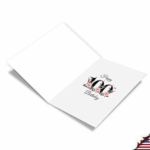 NobleWorks 100th Milestone Birthday Greeting Card with 5 x 7 Inch Envelope (1 Card) Floral Age 100 C8266MBG