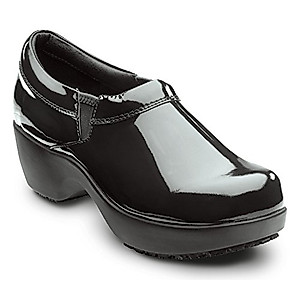 SR Max Geneva Black Patent, Women's, Clog Style Slip Resistant Soft Toe Work Shoe (8.0 M)