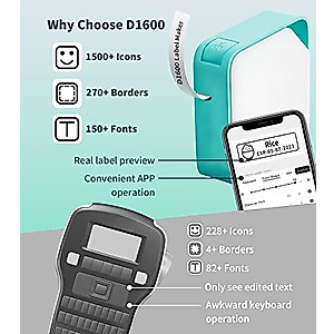 Vixic Label Maker Machine with Tape D1600 Label Maker Bluetooth Label Printer Sticker Maker for Phone Labeler Machine with Multiple Templates for Home, Office, School, Storage, Kitchen, Gift Labeling