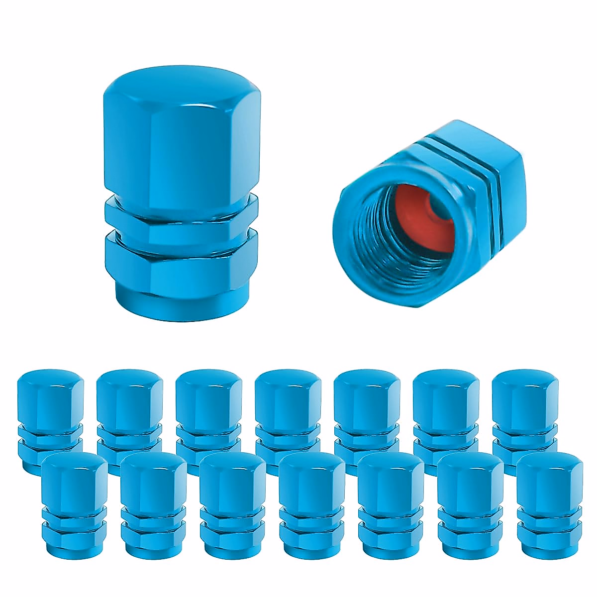 Fekey&JF 16 PCS Car Tire Valve Stem Caps, Waterproof Airtight Car Wheel Tire Valve Stem Covers Universal for Cars, Bicycles, Trucks, Motorcycles, Car Accessories for Men Women (Light Blue)