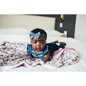 Copper Pearl Large Premium Knit Baby 3 Layer Stretchy Quilt Blanket Floral Morgan