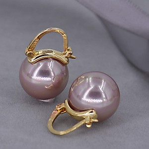 Big Pearl Dangle Earrings [18K Gold Plated - .925 Sterling Silver] - Bridal / Wedding / Ballroom / Gala / Vintage / Art Deco