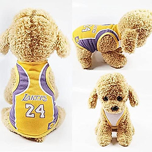 SHENGDA Dog Clothes Pet T-Shirt,Dog Vest Basketball Jersey Cool, Dog Summer Apparel Puppy Pet Cat Clothes 4-Pack C03-5XLarge Multicolor