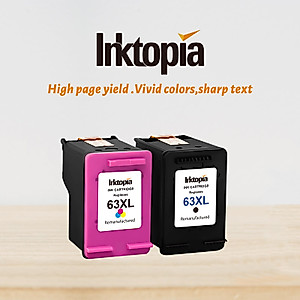 Inktopia Remanufactured Ink Cartridge Replacement for HP 63XL 63 XL Black and Color use with HP Officejet 5255 5258 3830 3833 4650 Envy 4520 4516 DeskJet 1112 2132 3633 3634 Printer