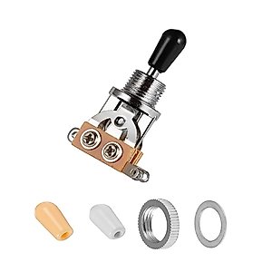 TintJungle 3 Way Short Straight Guitar Toggle Switch Pickup Selector with Tip Knob Caps Compatible with Gibson Toggle Les Paul Electric Guitars(Chrome Tip)