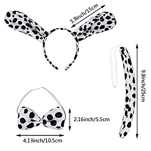 Dxhycc Dalmatian Costume Set Dog Ears Headband Bowtie Tail Tutu for Kids Girls Halloween Costume Cosplay Party