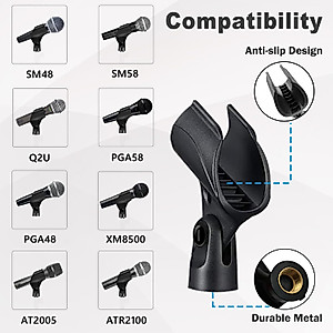 Mictop Universal Microphone Clip Holder, Comes with 5/8" Male to 3/8" Female Screw Adapter Suitable for Handheld Microphones, 2-Pack
