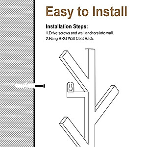 RRG Vertical Coat Rack Wall Mounted 16 Inch, Metal Vertical Hat Rack for Wall, Modern Wall Coat Tree for Hats, Jackets, Bags, Entryway Bedroom (Height 16")