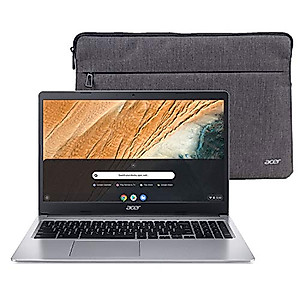 Acer Chromebook 315 15.6" HD Intel N4000 4GB RAM 32GB eMMC Webcam BT Chrome OS + Protective Sleeve, Silver (NX.HKBAA.002)