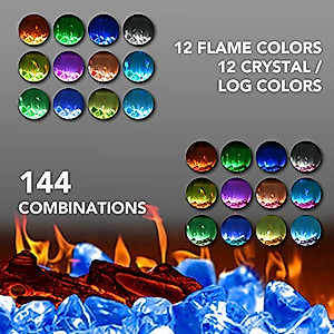 E EUHOMY 50-inch Electric Fireplace, Recessed and Wall Mounted Fireplace Heater, Adjustable Brightness, Multiple Colors, Dual Control Remote and Touch Screen, Indoor Heater with Timer, 750W/1500W