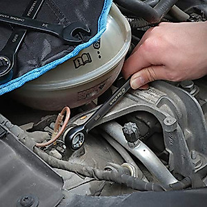 DURATECH Ratcheting Combination Wrench Set, 144-P, Double-Stacked Pawls, 8-Piece, SAE, 5/16'' to 3/4'', CR-V Steel, Black Chrome Plated, with Organizer Pouch