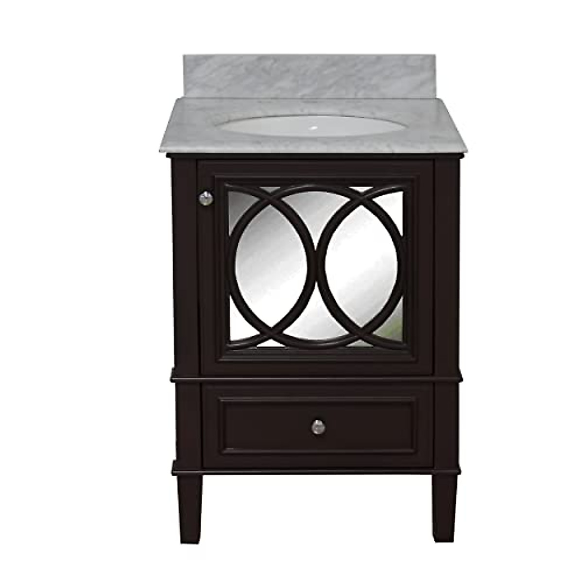 Olivia 24-inch Bathroom Vanity (Carrara/Chocolate): Includes Chocolate Cabinet with Authentic Italian Carrara Marble Countertop and White Ceramic Sink