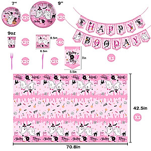 142Pcs Halloween Party Tableware Decorations Happy Boo Day Tableware Set Pink Halloween Ghost Party Supplies Halloween Birthday Tableware Plates Napkins Cups Banner for Kids …