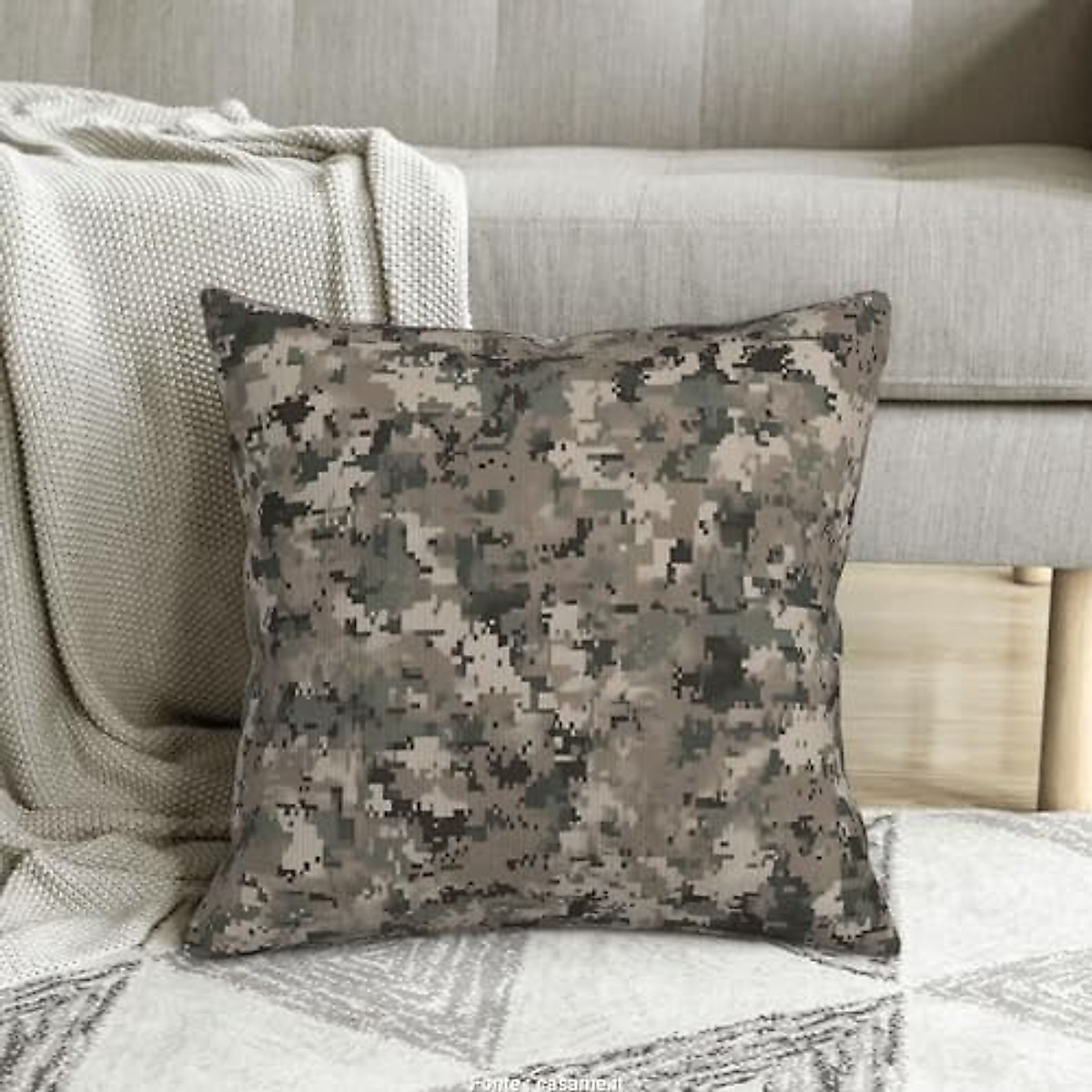 AdaNti Army Digital Camouflage Print Corduroy Throw Pillow Covers Soft Square Throw Pillow Case Home Decorations for Bed Sofa Living Room 16"x16"