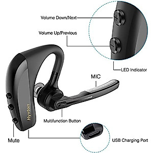 Hyvtom (New Version) Bluetooth Headset,Wireless Business Headphone,in-Ear Earbud with Mic,Compatible with iPhone Android Cell Phones, Hands Free Noise Cancelling Earphone for Driving,Running