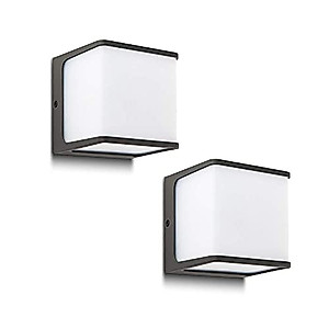 LUTEC 2 Packs TELIN LED Sconces Wall Lighting Indoor Outdoor Wall Light 14.5W Warm White 3000K 1000Lumen with Opal PC Diffuser for Porch, Garage, Garden, Entryway