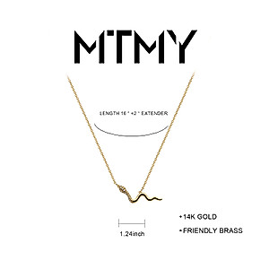 MTMY Gold Pendant Necklace for Women 14K Gold Plated Snake/Butterfly/Bee/Hummingbird Animal Necklace Dainty Necklace Simple Delicate Jewelry