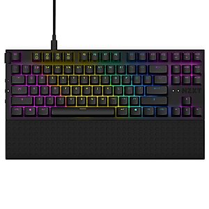 NZXT USB Function TKL – Tenkeyless Gaming Keyboard – Gateron Red Mechanical Switches: Linear, Fast, and Quiet – Hot-Swappable – RGB Backlit – Aluminum Top Plate – Wrist Rest – Black