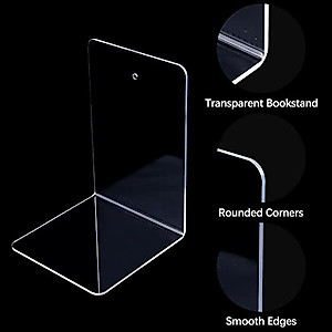 8 Pcs Clear Book Stoppers, Acrylic Book Ends for Book Shelves, Non-Slip Bookracks, Book Holder for School Supplies Library Office, Desktop Organizer for Bedroom Decoration Gift, 17.5×12×12 cm