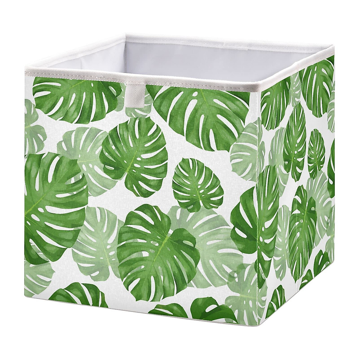 Kigai Tropical Palm Leaves Cube Storage Bins - 11x11x11 In Large Foldable Storage Basket Fabric Storage Baskes Organizer for Toys, Books, Shelves, Closet, Home Decor