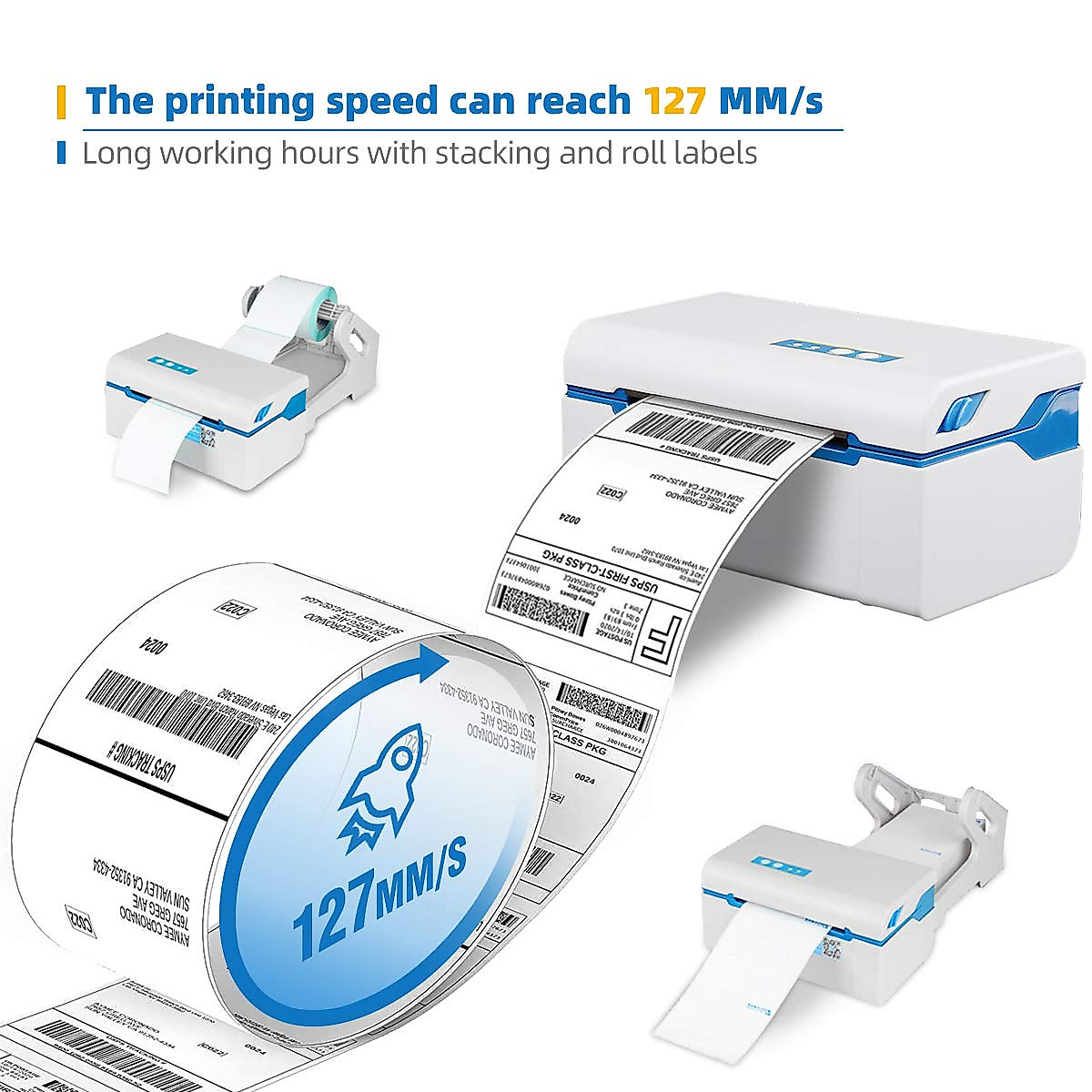 Shipping Label Printer, Micmi Commercial Direct Thermal Desktop Label Printer Support Amazon Ebay PayPal Etsy Shopify Shipstation Stamps.com Ups USPS FedEx DHL Support Windows, 4x6 inch Not for Mac