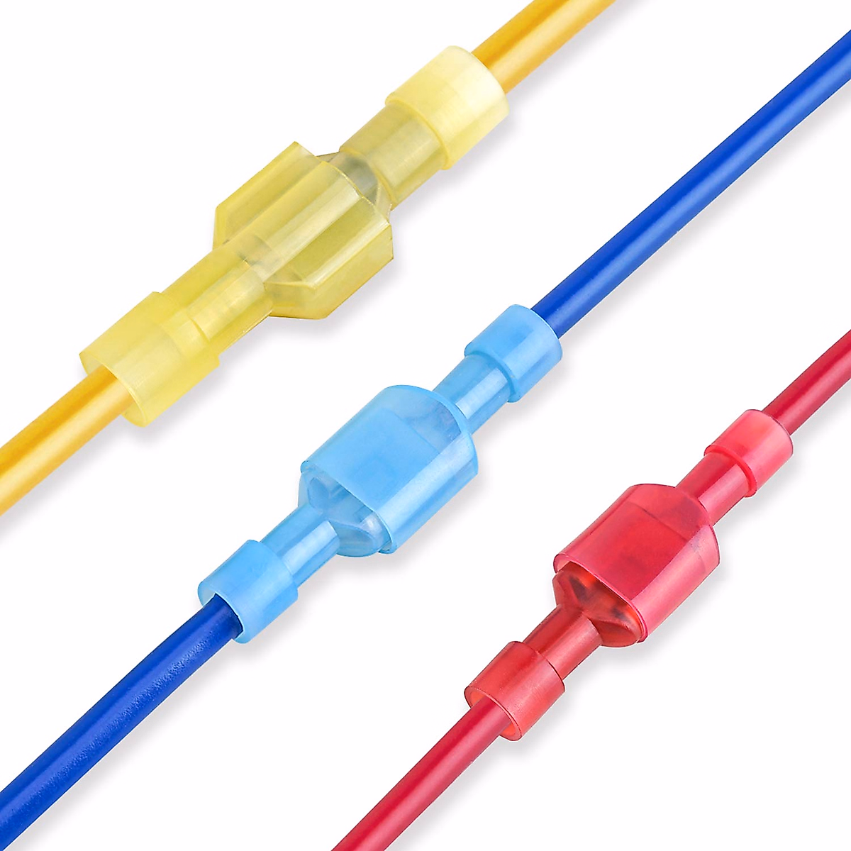 TICONN 100 Pcs Nylon Spade Quick Disconnect Connectors Kit, Electrical Insulated Terminals, Male and Female Spade Wire Crimp Terminal Assortment Kit