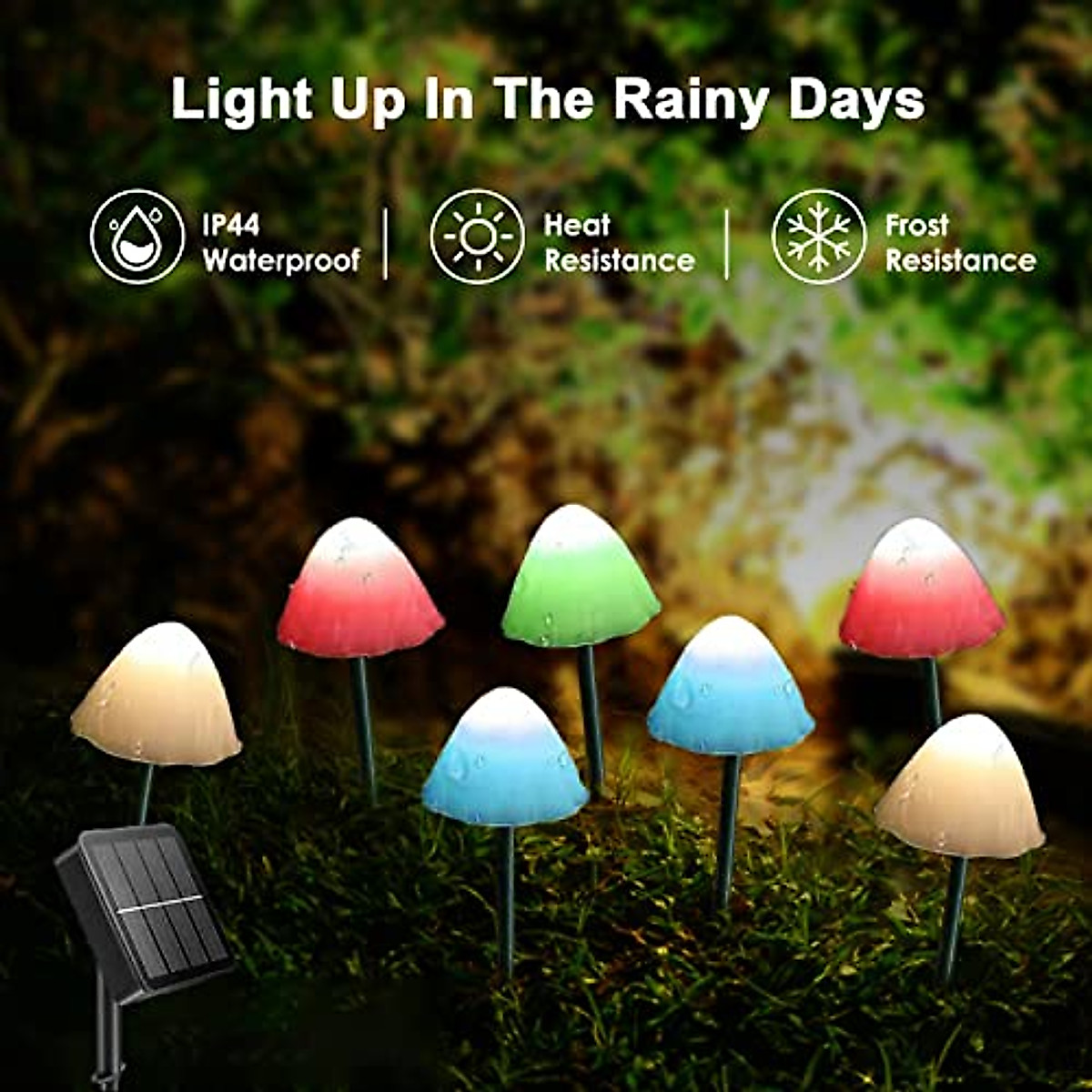 Mengji Life Solar Garden Lights, Garden Decor Solar Mushroom Lights Outdoor Waterproof - 20 Pack 8Modes