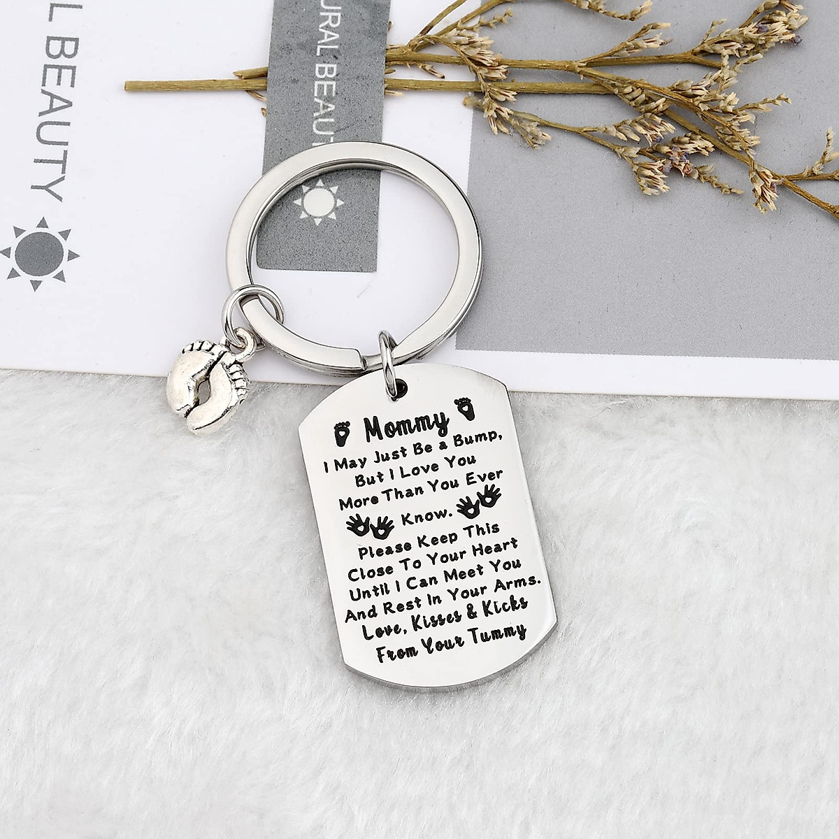 WSNANG Mommy To Be Keychain New Mom Gift Baby Announcement Jewelry Gift I May Just Be a Bump I Love You Mommy Keychain (Mommy DT)