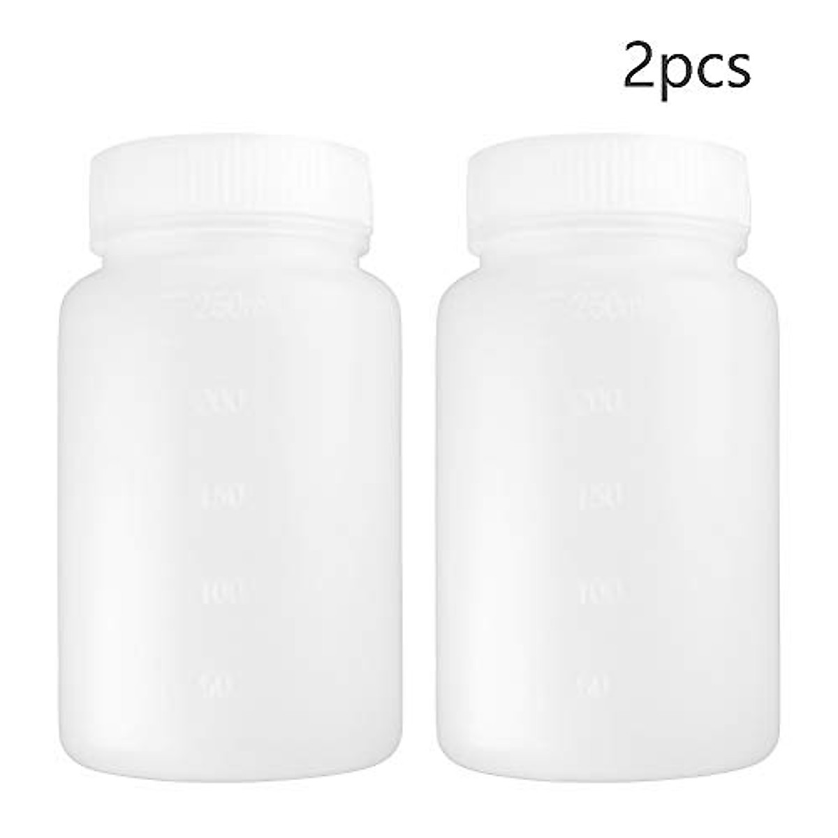 Othmro 2pcs 250ml/8.45oz Plastic Bottles Lab Cylindrical Chemical Reagent Bottles Wide Mouth Laboratory Reagent Polyethylene Bottles Sample Sealing Liquid Storage Containers for Food Store White