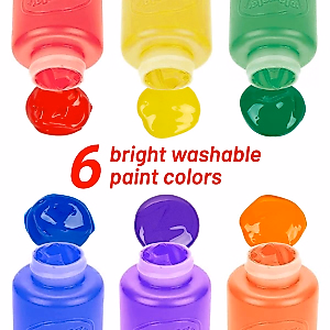 Kids Painting Set, Washable Paint for Kids 6 Colors, 7 Paintbrushes, Paint Palette, Non Toxic Tempera Paints 2 oz Each, Paints for Toddlers Art, Crafts